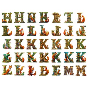 Woodland Animal Clipart Alphabet Letters | Fantasy Forest Themed PNG ...