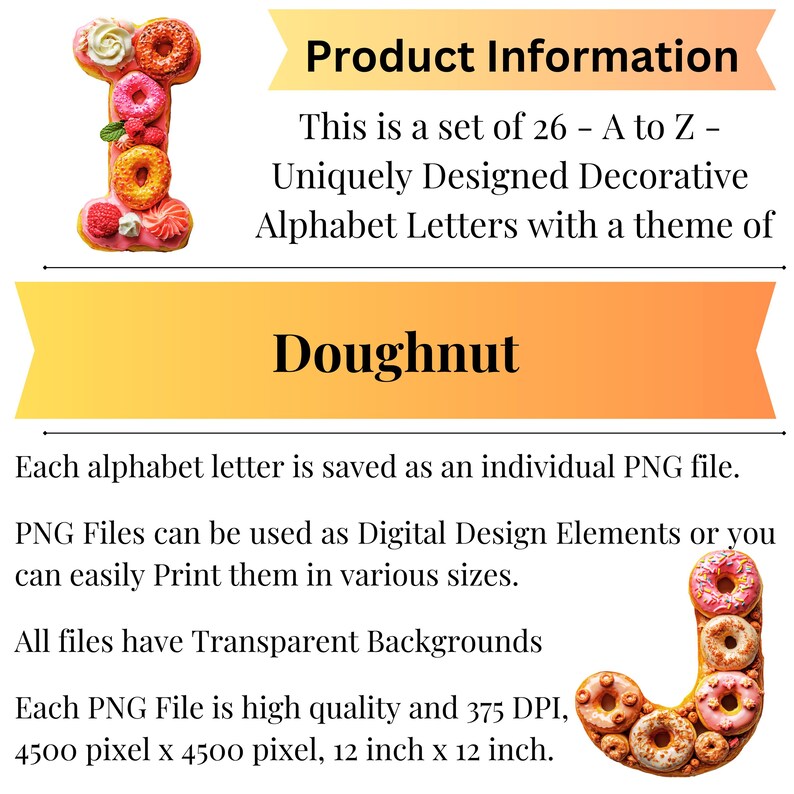Donut Clipart Letters | Bakery Food Alphabet PNG Images | Sweet ...
