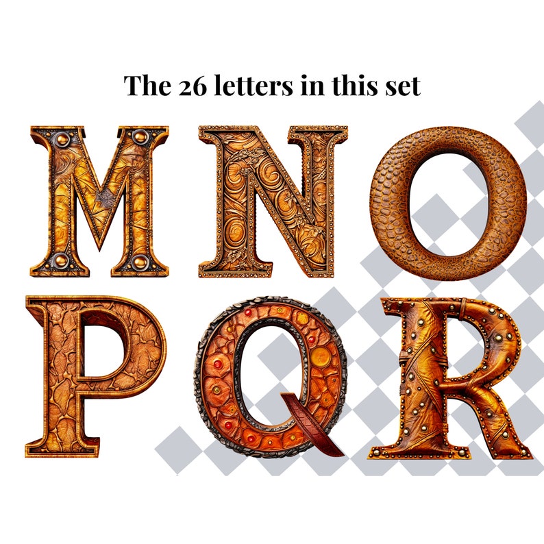 Brown Leather Alphabet Clipart: Vintage Western Letters (PNG Digital ...