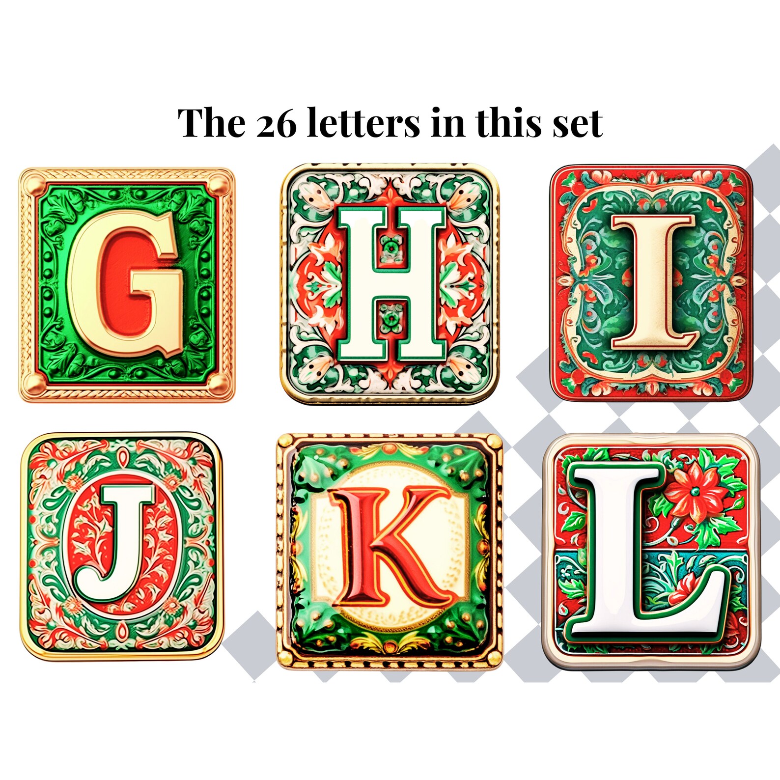 Vintage Christmas Clipart Alphabet Letters | Fun Decorative Xmas Fonts ...