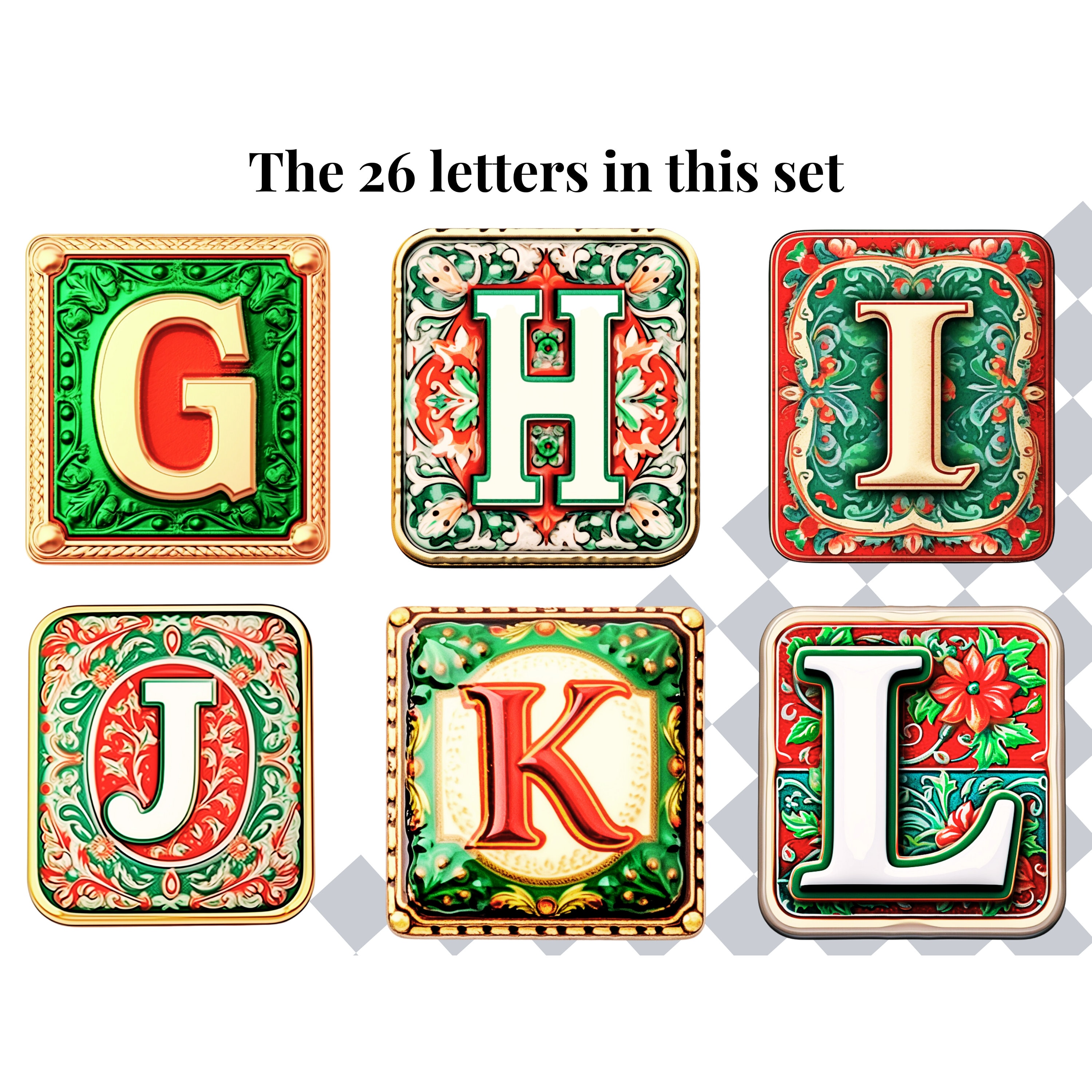 Vintage Christmas Clipart Alphabet Letters | Fun Decorative Xmas Fonts ...
