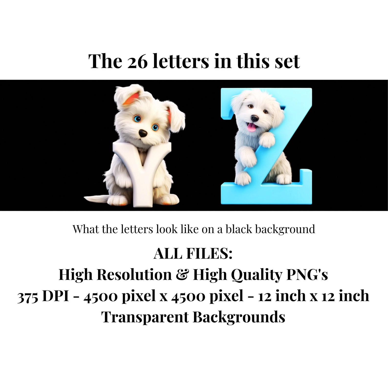Dog Clipart Animal Alphabet Letters PNG for Instant Download Digital ...