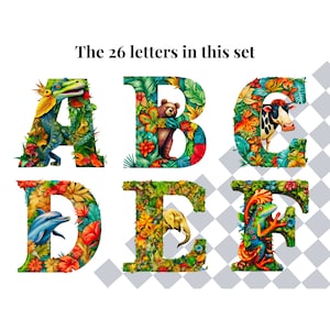 Jungle Animal Alphabet Clipart Commercial Use Digital Art for Banners ...