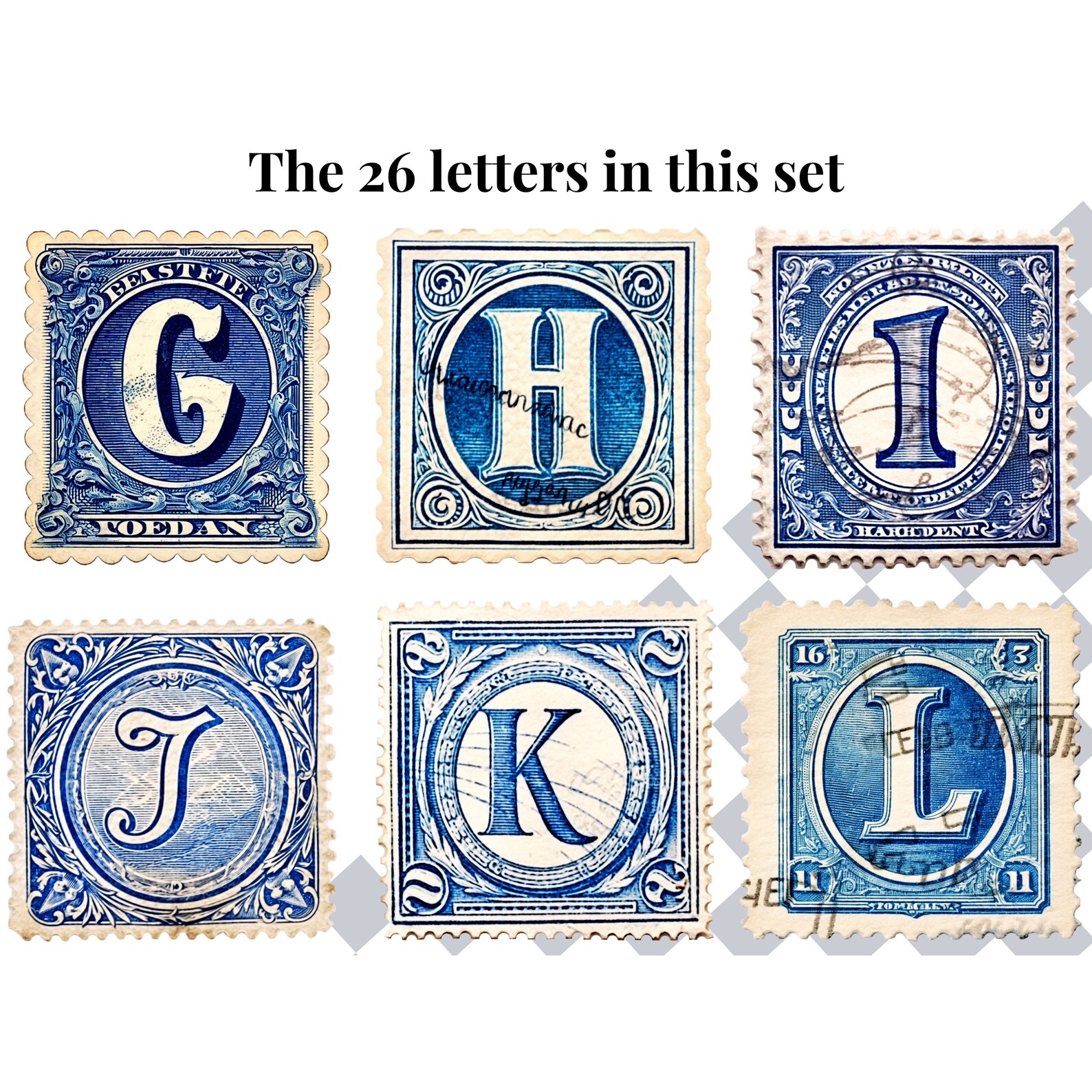 Postage Stamp Clipart Alphabet Letters PNG Files for Digital Download ...