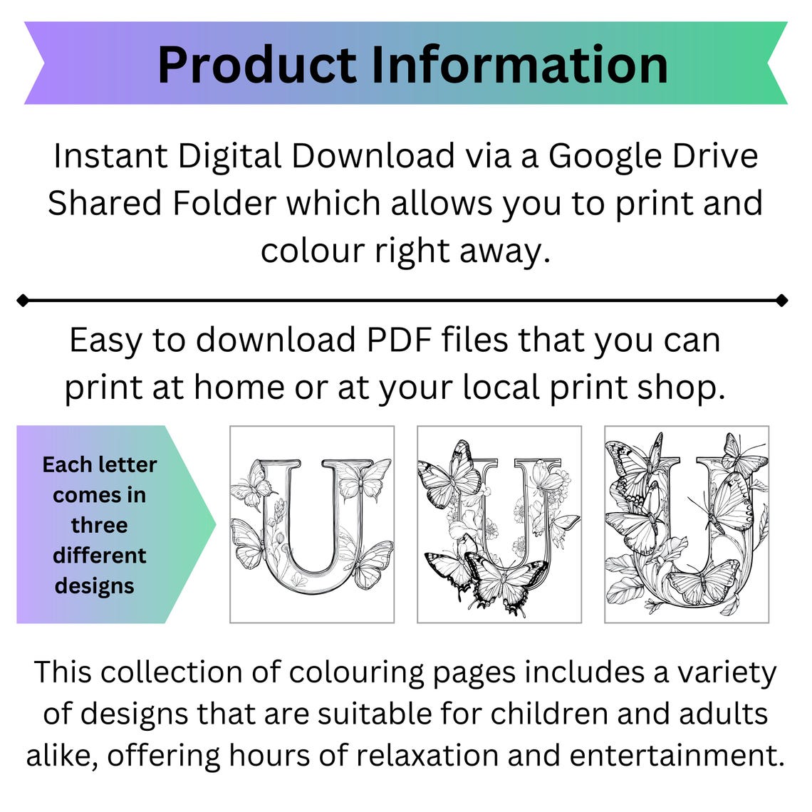 Butterfly Alphabet Coloring Pages: Floral Nature Art Printable PDF ...