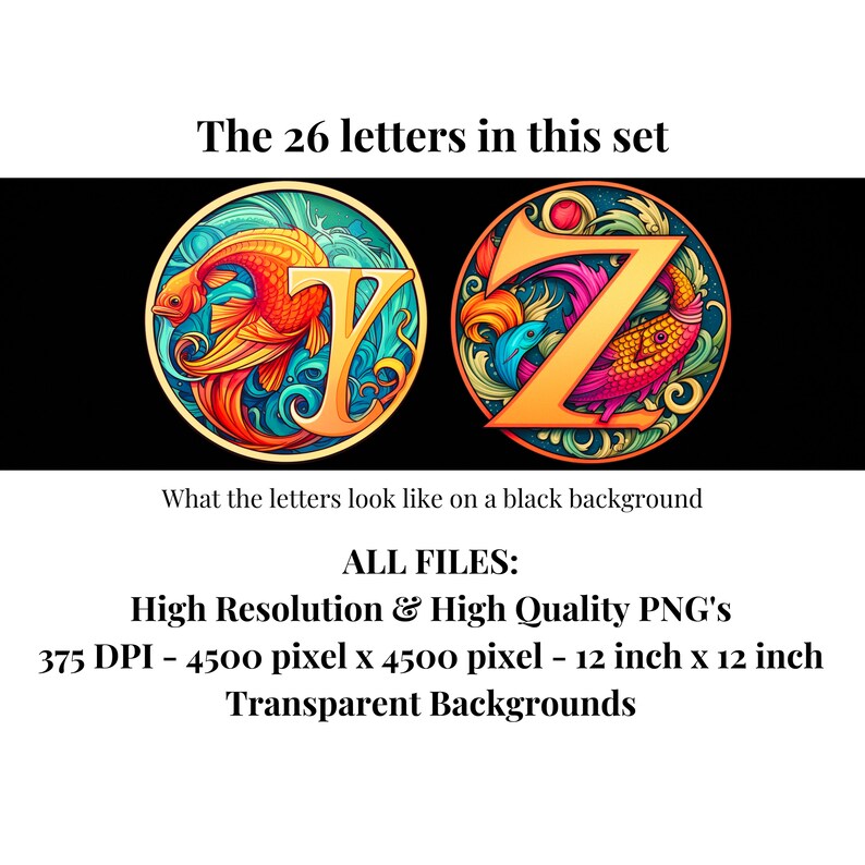 Tropical Fish Alphabet PNG: Under the Sea Clipart (digital Download) - Etsy