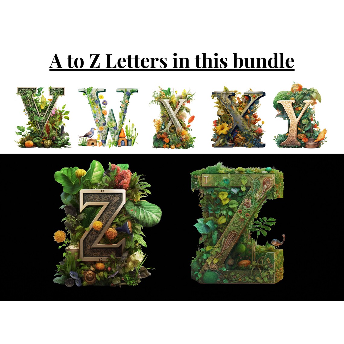 Cottage Core Clipart Alphabet Letters PNG Files for Digital Download ...