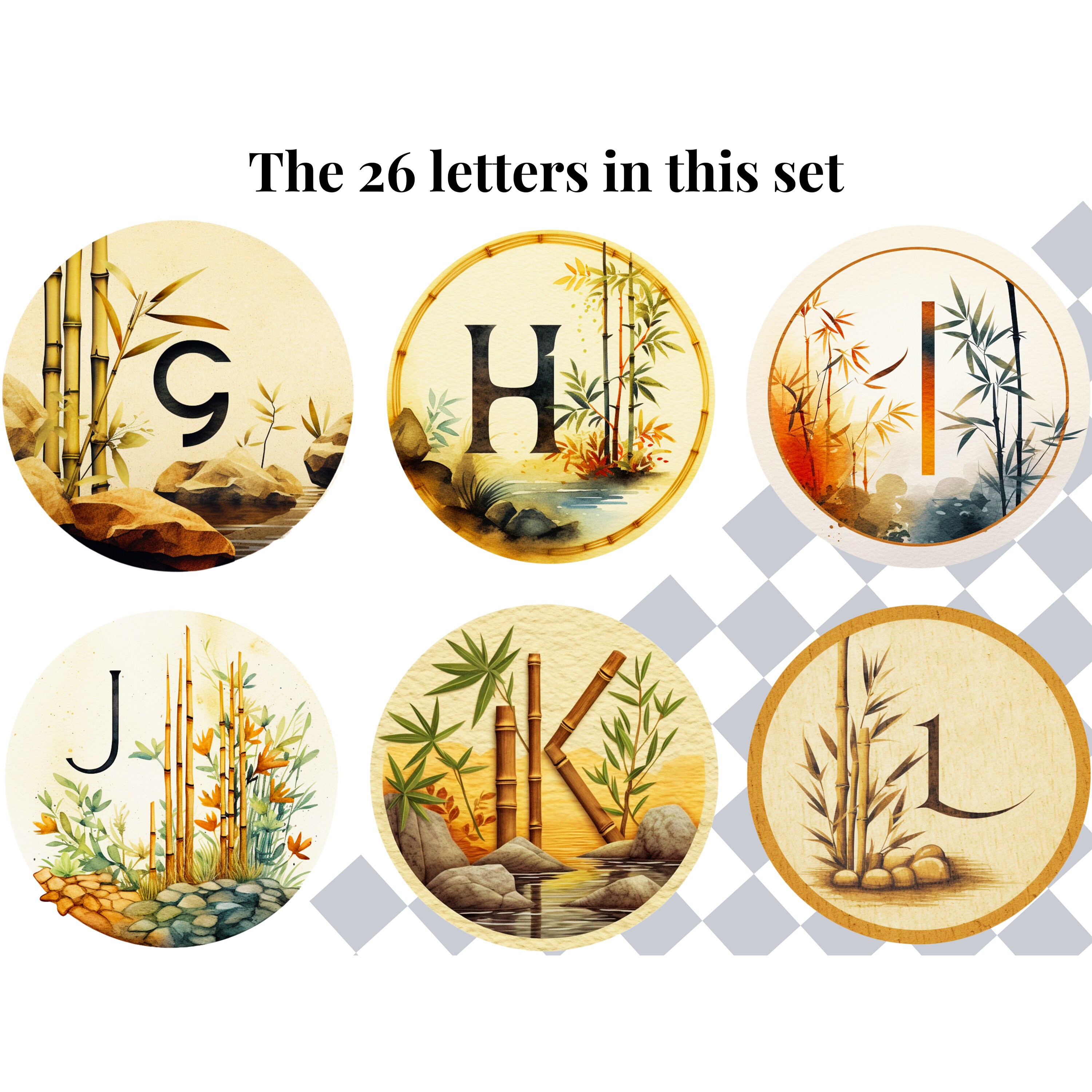 Zen Garden Alphabet Letters PNG Files for Digital Download ...