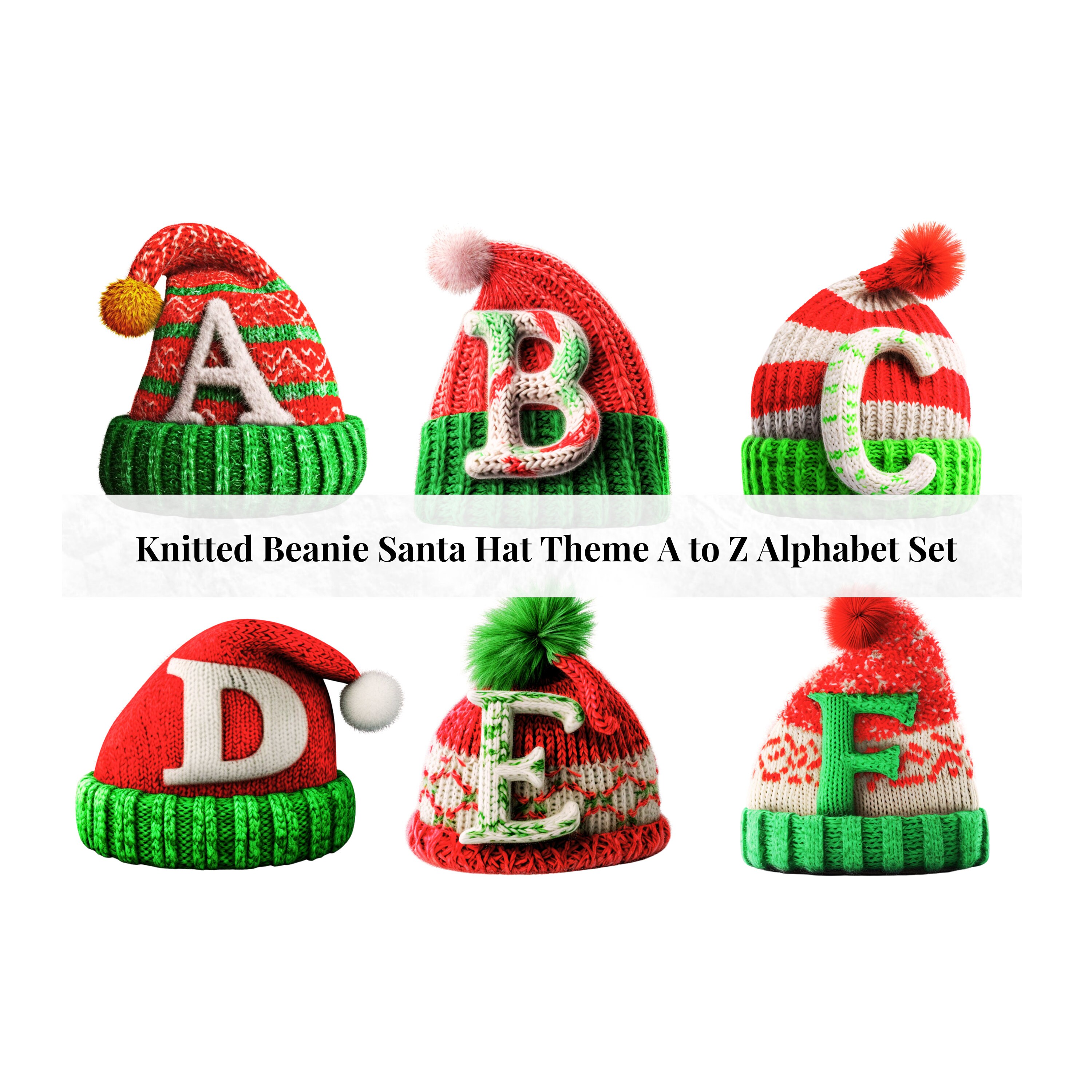 Santa Hat Alphabet Clipart for Commercial Use Christmas PNG Download ...
