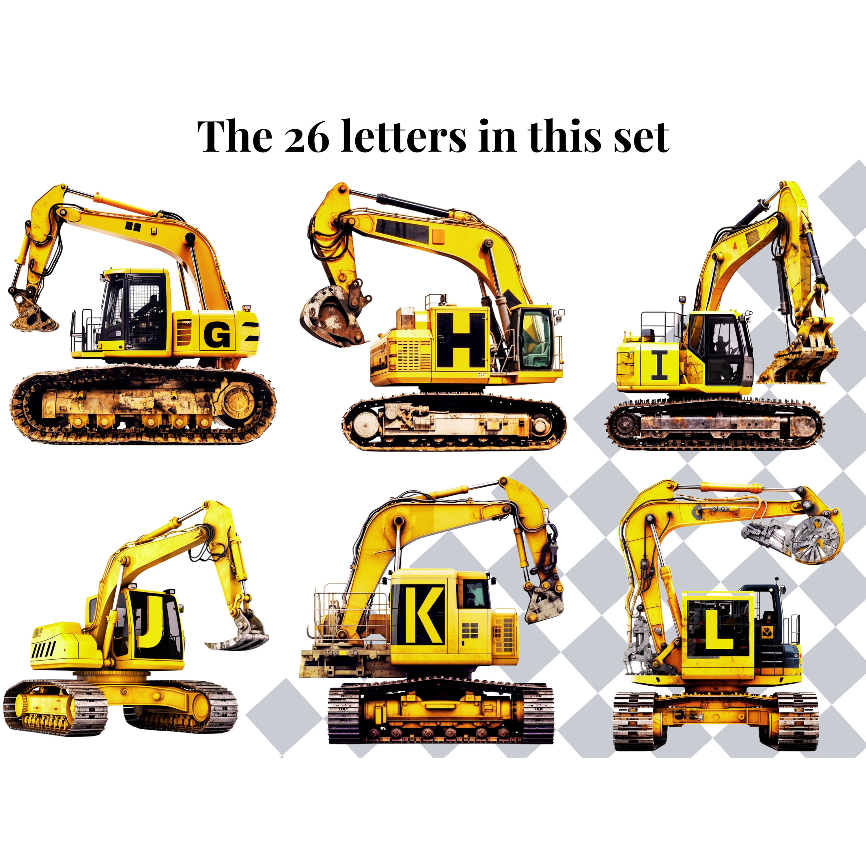 Construction Clipart Alphabet Letters PNG File for Machinery Digital ...