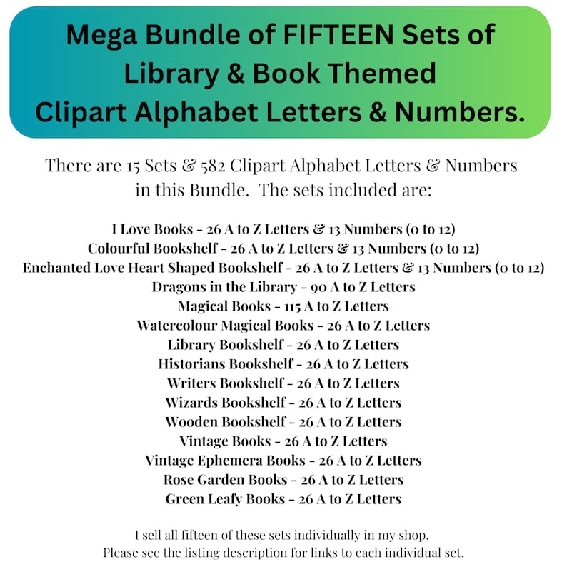 Library Book Clipart Alphabet: 582 PNG Letter & Number Fonts (digital ...