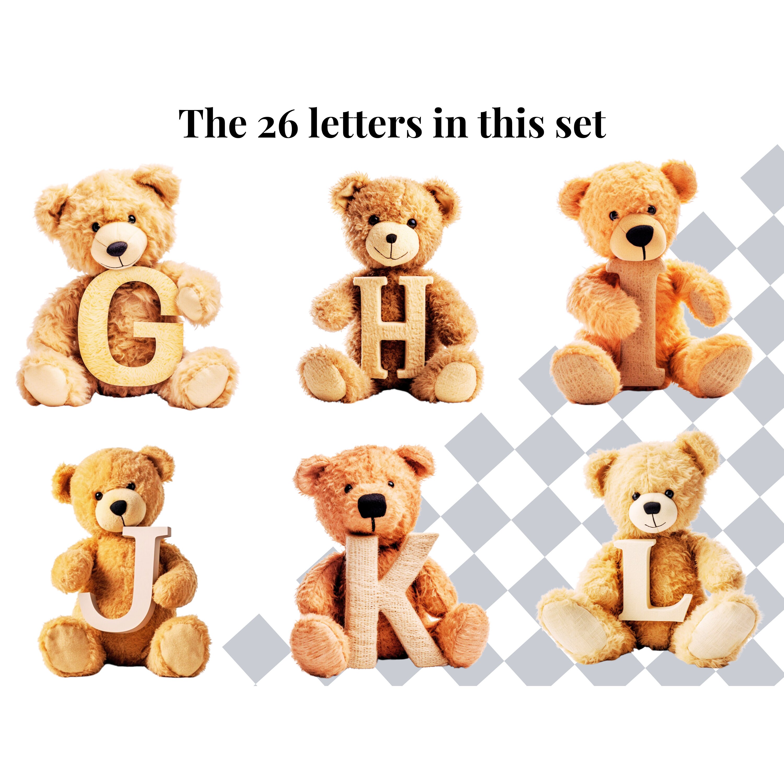 Teddy Bear Digital Clipart Alphabet Letters PNG for Files for Cricut ...