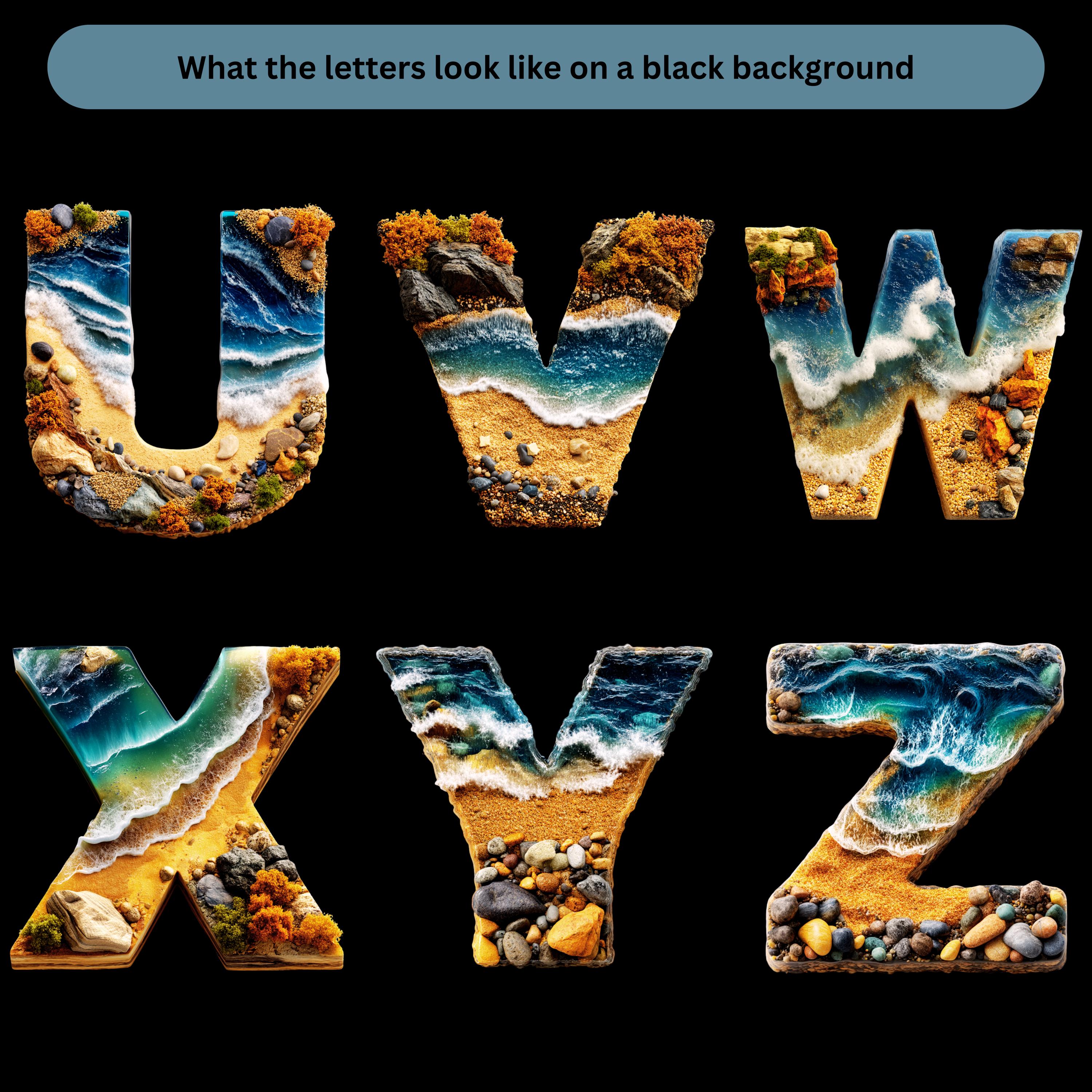Beach Clipart Alphabet Letters | PNG Ocean Fonts | Sand Typography ...