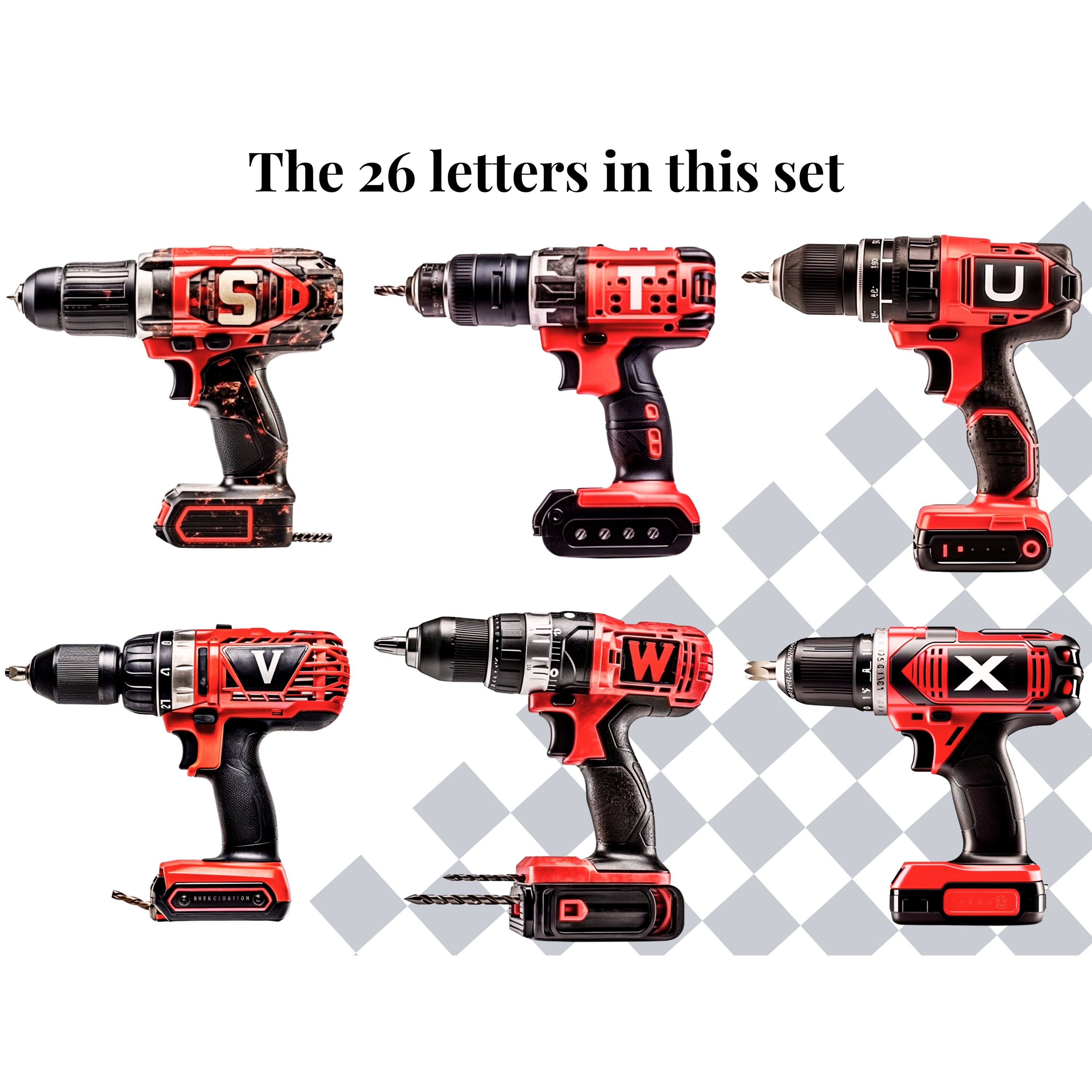 Construction Drill Alphabet Clipart: A-Z PNG Letters (digital Download ...