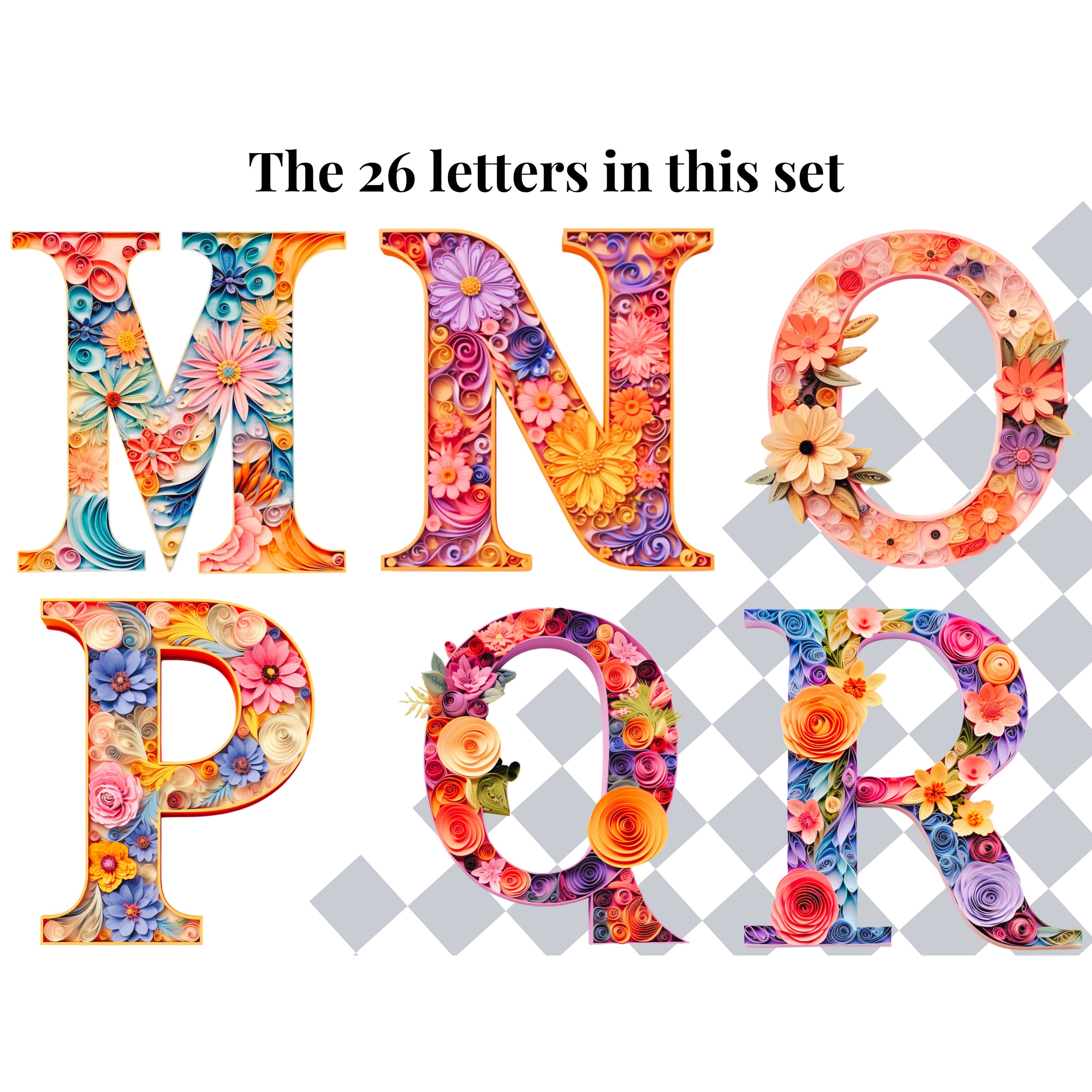 Pastel Rainbow Floral Alphabet for Mixed Media Collage, Scrapbooking ...