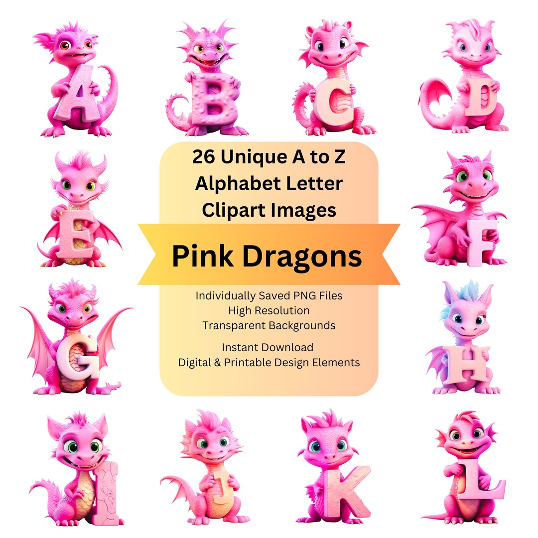 Dragon Clipart Alphabet Letters PNG for Commercial Use Downloadable ...