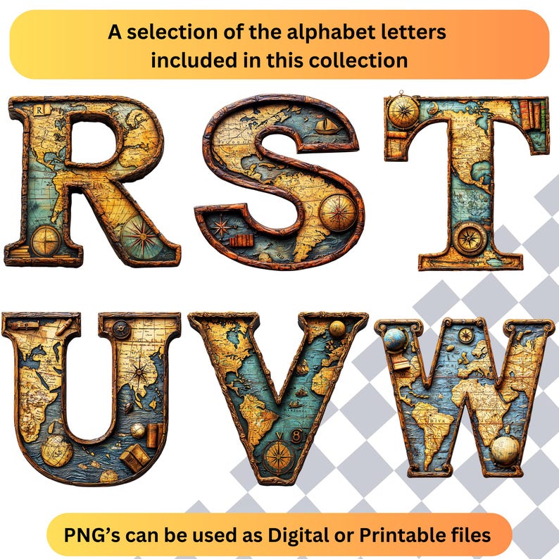 Map Clipart Image Alphabet Letters for Geography Classroom Décor ...