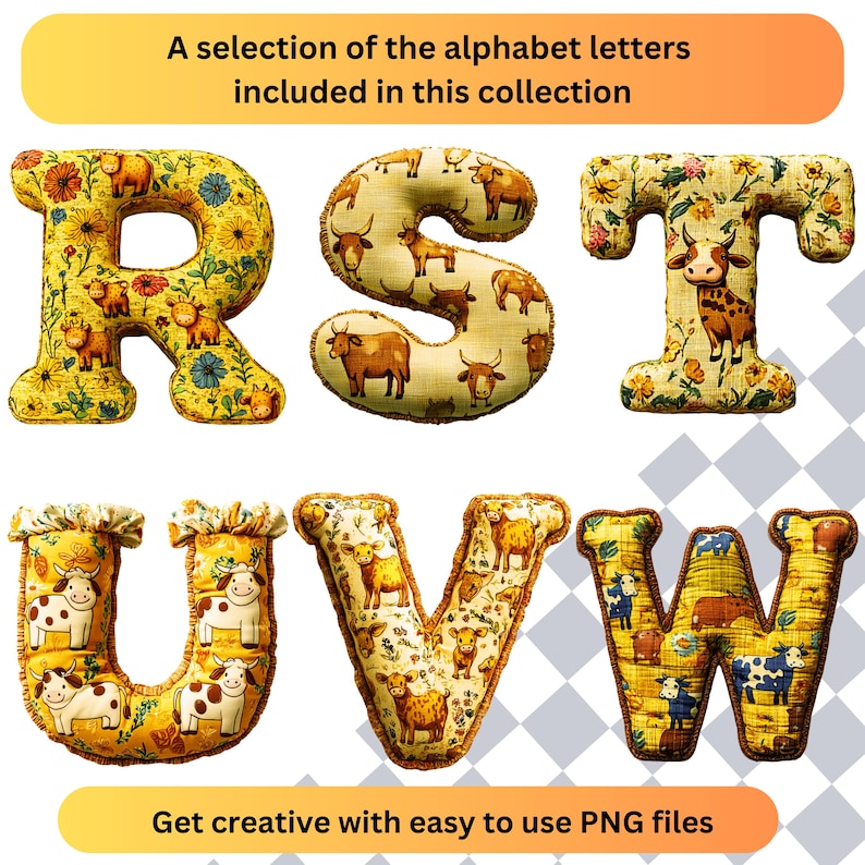 Cow Clipart Alphabet Letters for Farm Animal Clip Art PNG, Farm Theme ...