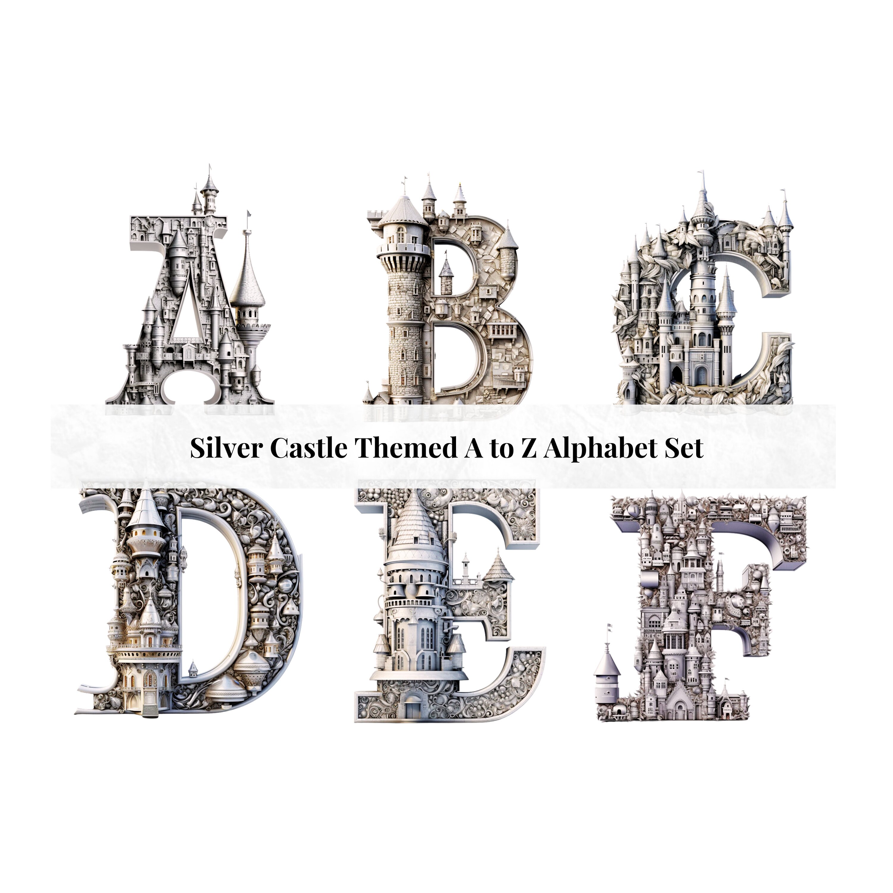 Castle Clipart Alphabet Letters PNG Files for Digital Download ...