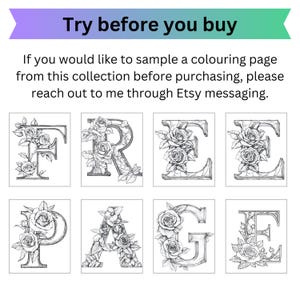 Floral Roses Alphabet Letter Art Coloring Pages, Flower Adult Colouring ...