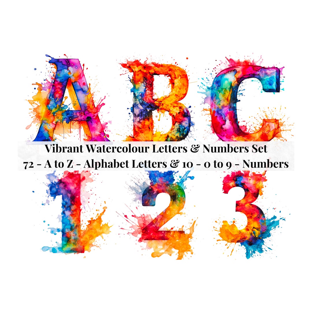 Watercolor Letters and Numbers for Commercial Use Clipart Bundle ...