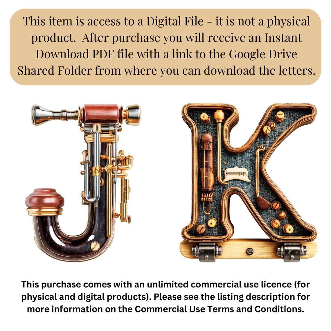 Retro Music Clipart Alphabet: Vintage Musical Font (PNG Digital ...