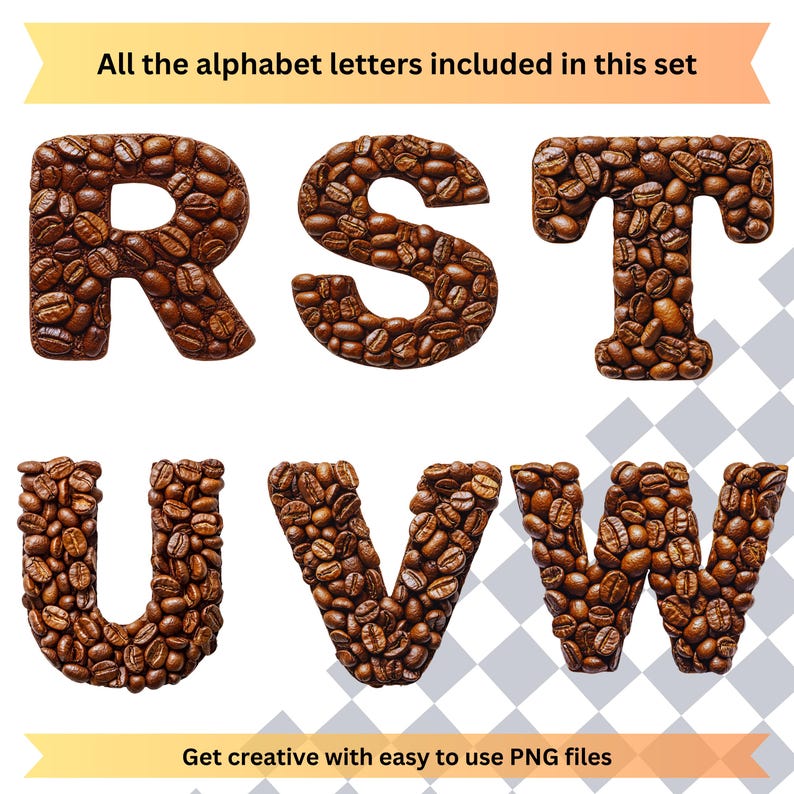 Coffee Bean Clipart Alphabet Letters, PNG Cafe Clipart, Commercial Use ...
