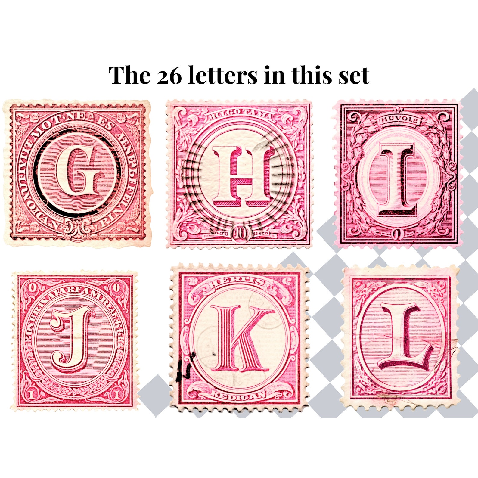 Postage Stamp Clipart Alphabet Letters PNG Files for Digital Download ...