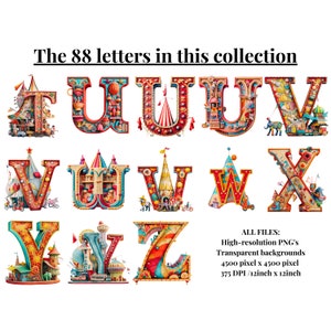 Circus Clipart Alphabet Letters PNG Files for Carnival Digital Download ...
