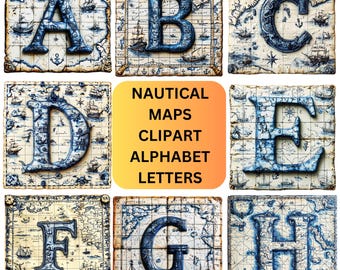 Nautical Alphabet & Numbers: Printable PNG Clipart (digital Download ...