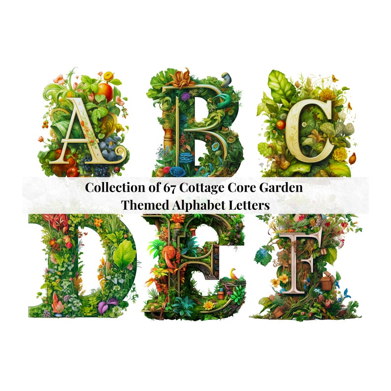 Cottage Core Clipart Alphabet Letters PNG Files for Digital - Etsy ...