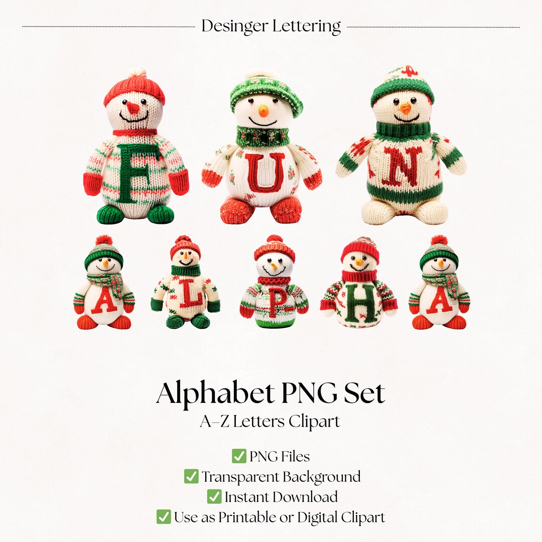 Snowman Alphabet Clipart Letters | Christmas PNG Winter Fonts | Fun ...