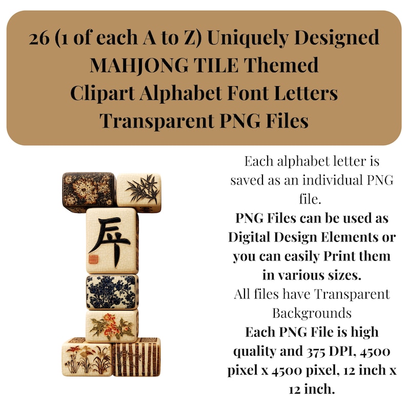 Mahjong Tile Alphabet Clipart: PNG Asian Letters (digital Download) - Etsy
