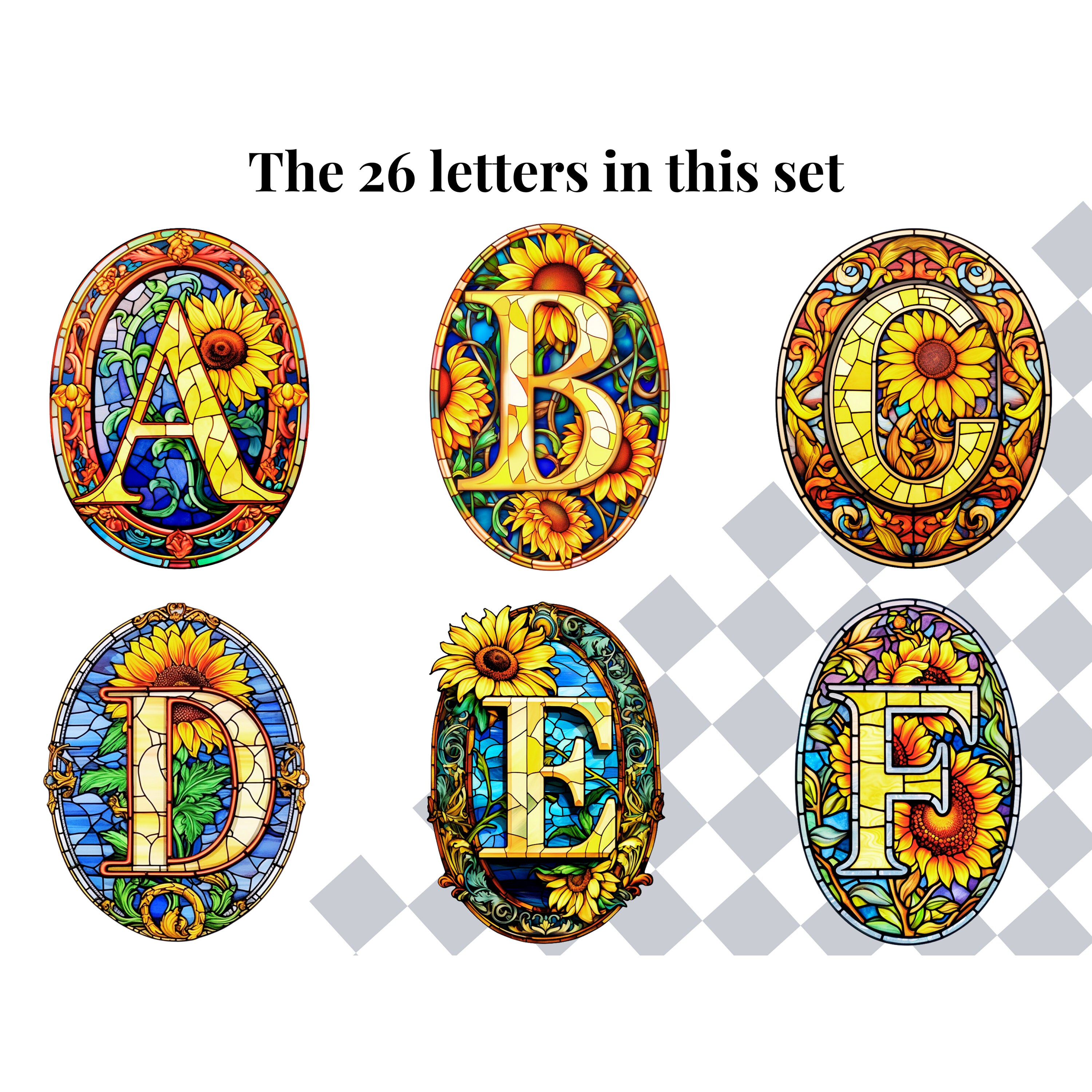 Sunflower Clipart Alphabet Letters PNG Files for Floral Digital ...