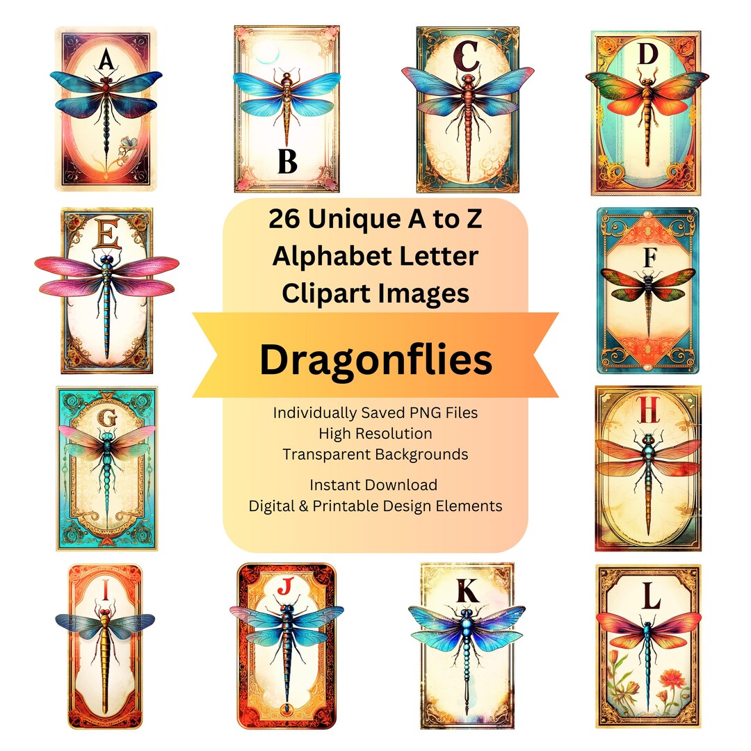Dragonfly Printable Paper for Vintage Ephemera, Digital Download ...