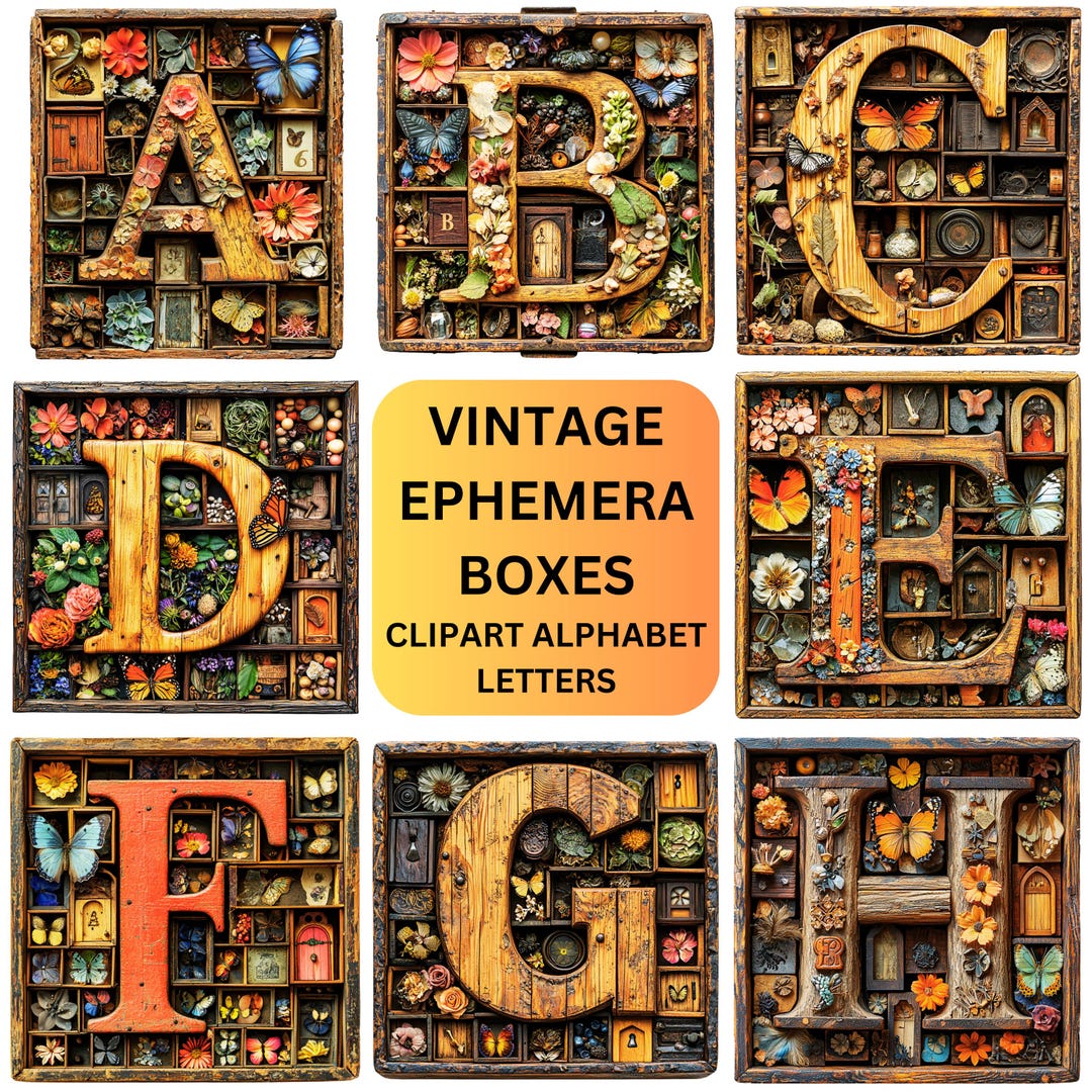 Vintage Ephemera Decorative Letters for Fancy Alphabet Clip Art PNG ...