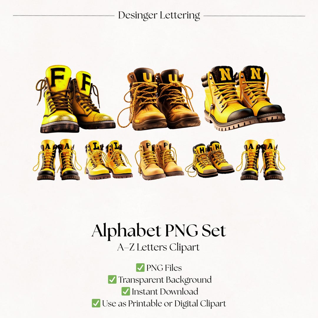 Construction Clipart Letters | Builder PNG Alphabet Fonts | Work Boot ...