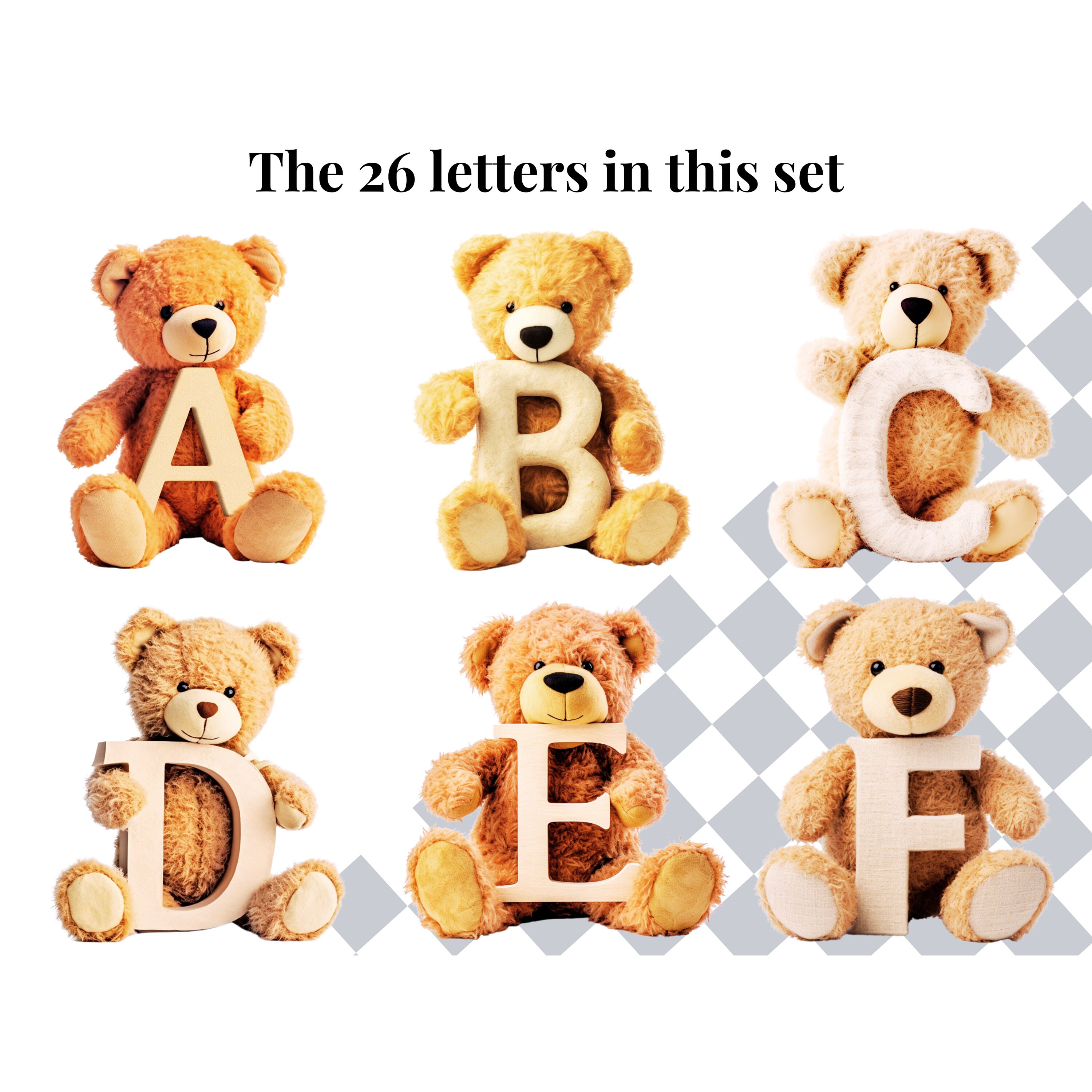 Teddy Bear Digital Clipart Alphabet Letters PNG for Files for Cricut ...