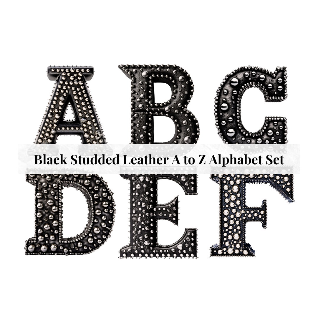 Black Leather Clipart Alphabet Letters PNG Files for Digital Download ...