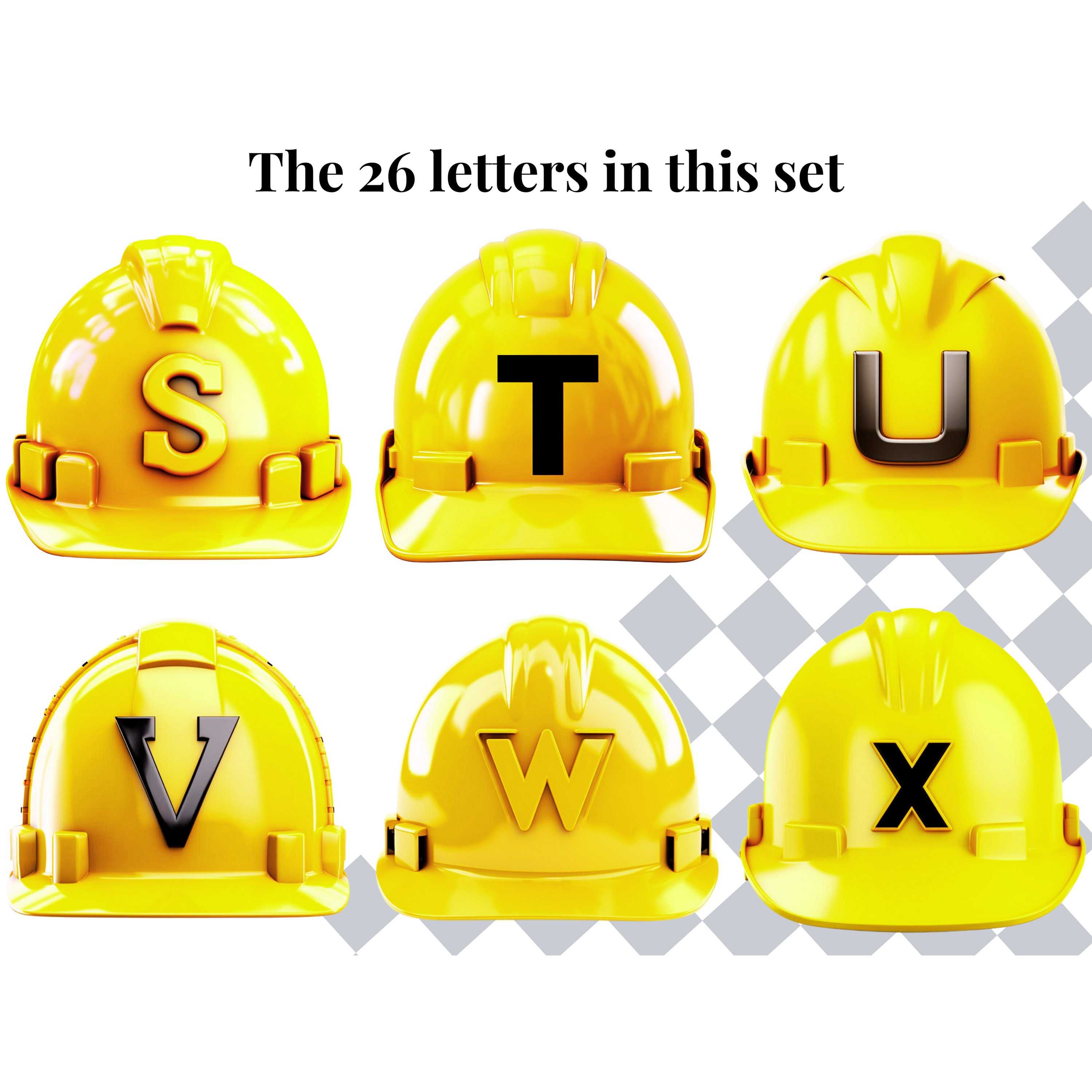 Hard Hat Clipart Alphabet Letters PNG File for Construction Digital ...