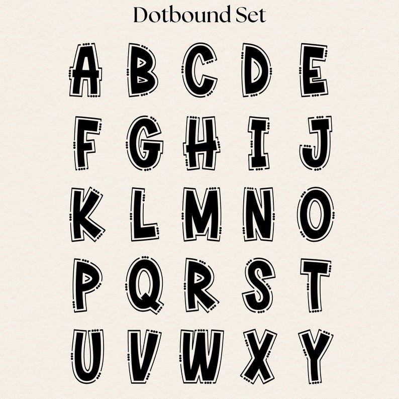 Doodle Font Clipart | Modern Dot Decorative Alphabet Letters, Numbers ...