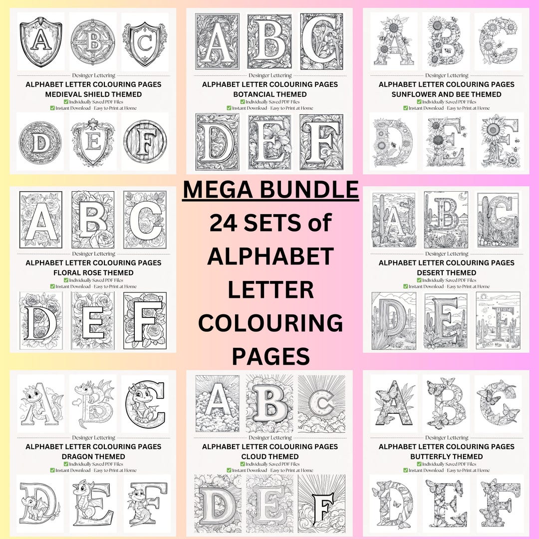 Mega Bundle of Alphabet Letter Coloring Pages | PDF Digital Download ...