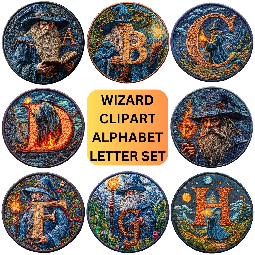 Wizard Clipart PNG for Alphabet Letter Fonts for Cricut, Wizard Party ...