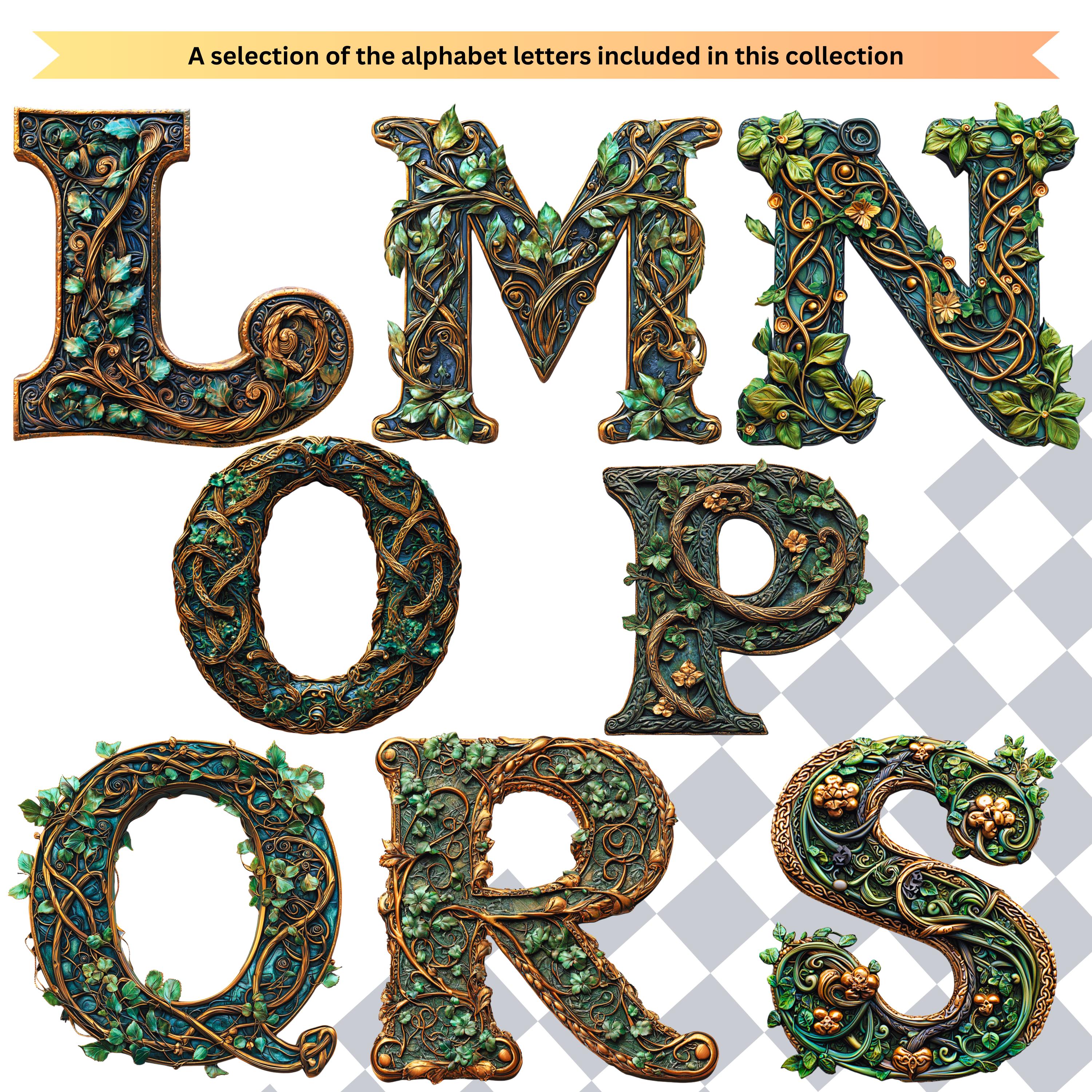 Celtic PNG Clipart Bundle, Illuminated Celtic Alphabet Letters, Junk ...