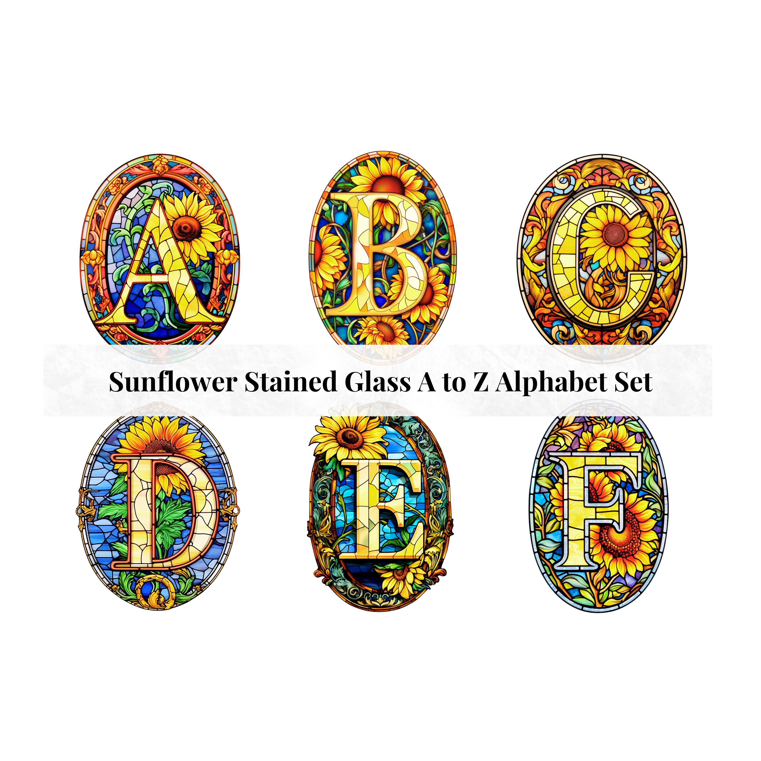 Sunflower Clipart Alphabet Letters PNG Files for Floral Digital ...