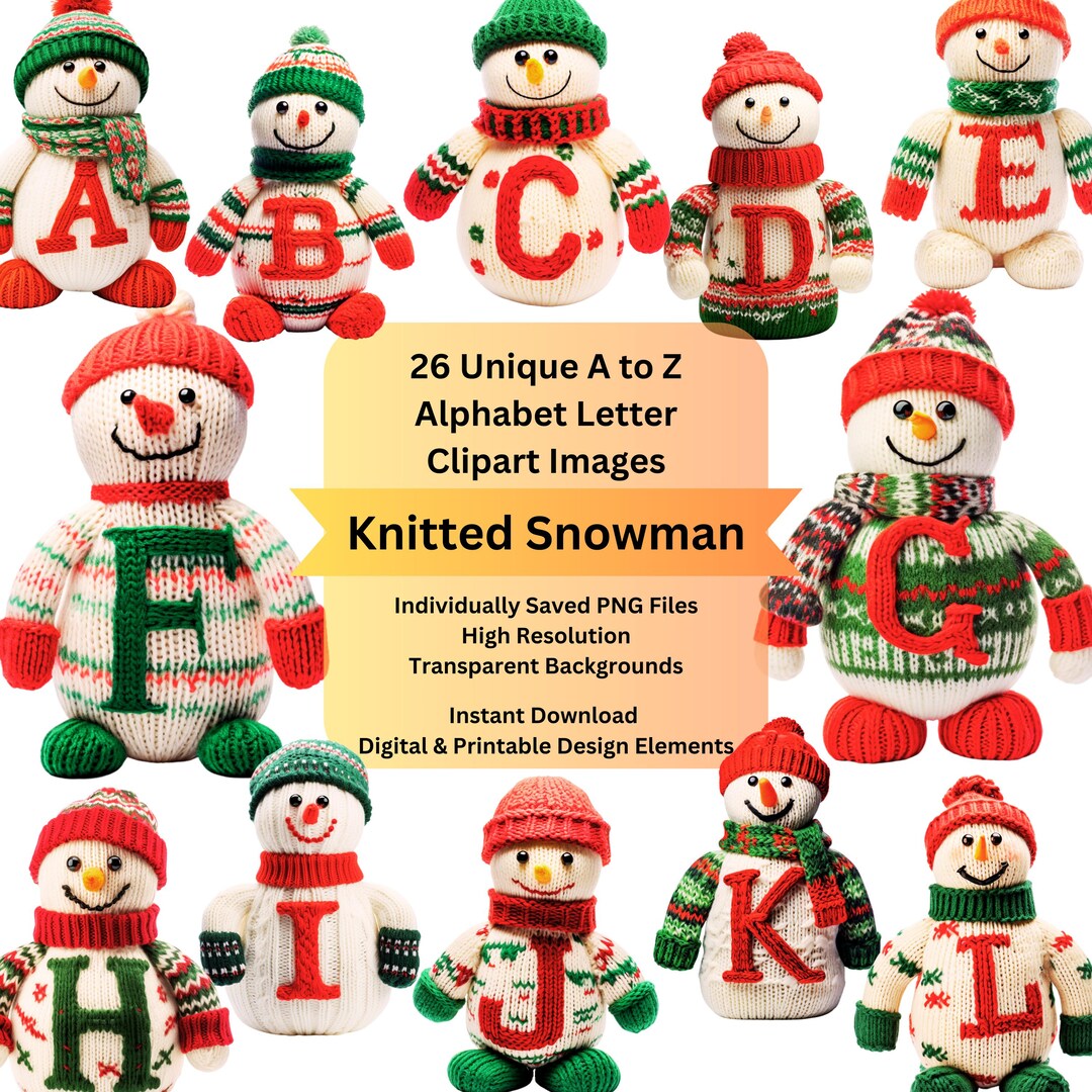 Snowman Alphabet Letters for DIY Christmas Cards Arts Crafts Gifts ...