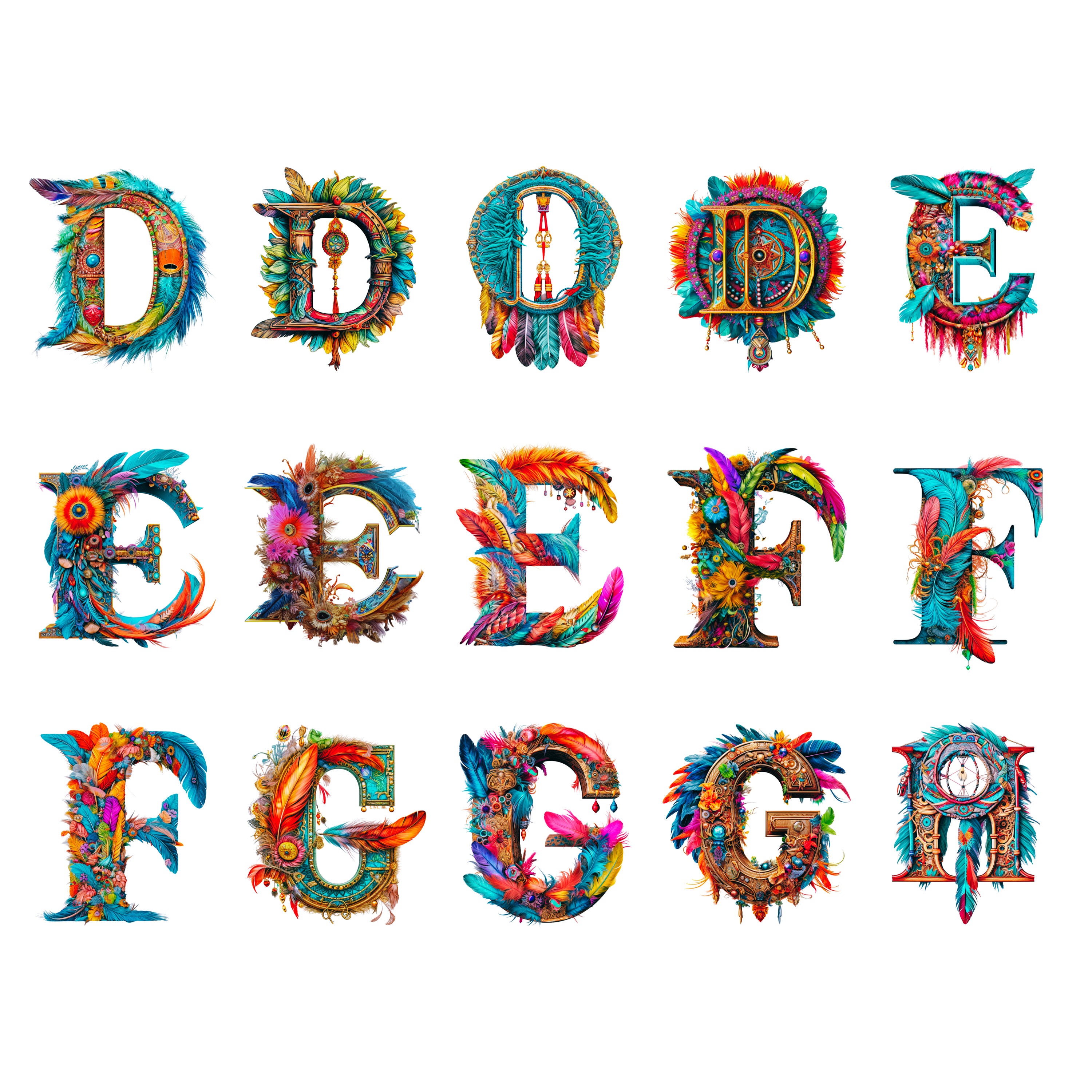 Dreamcatcher Clipart Alphabet Letters PNG Bundle for Commercial Use ...