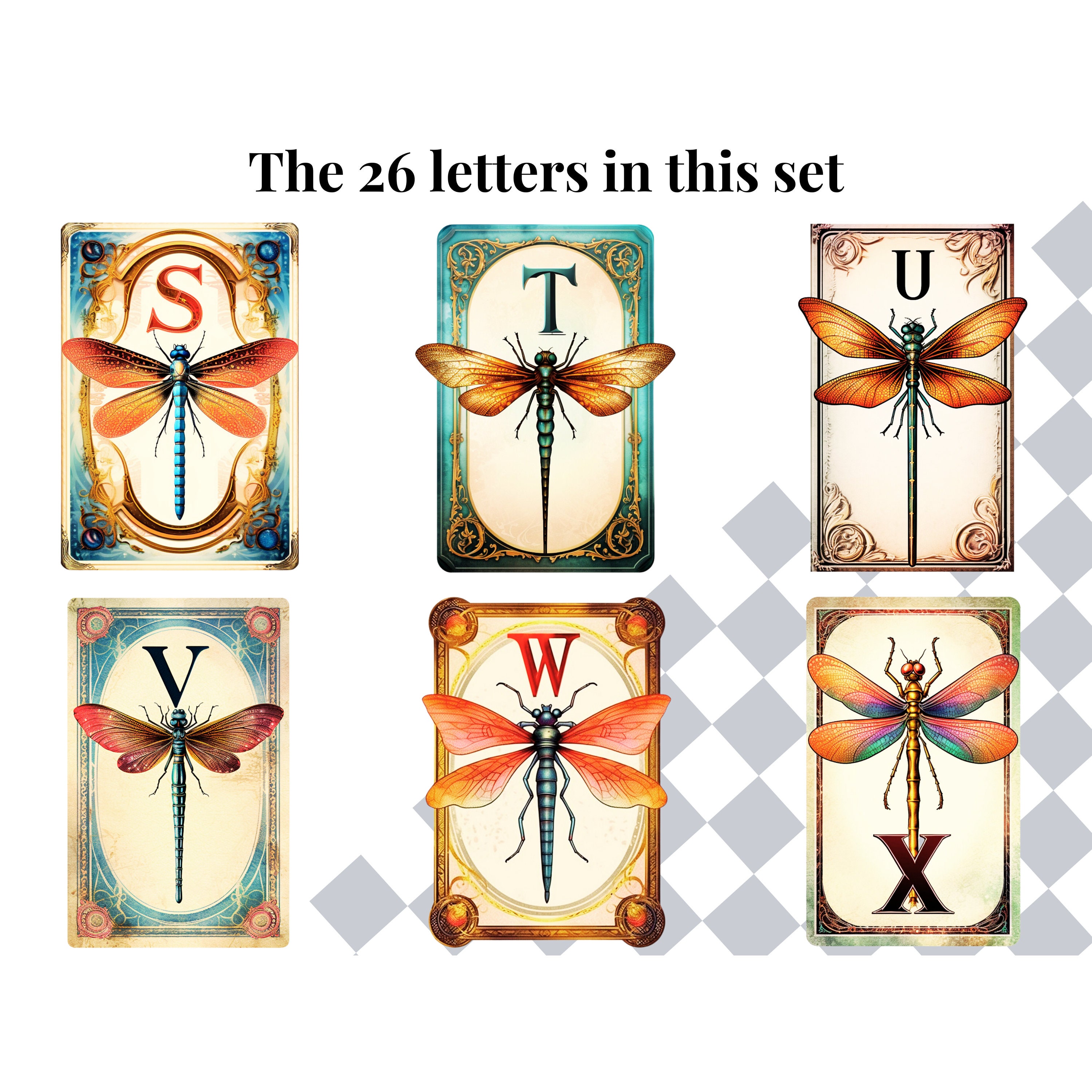 Dragonfly Clipart Alphabet Letters, PNG Fonts for Digital and Printable ...