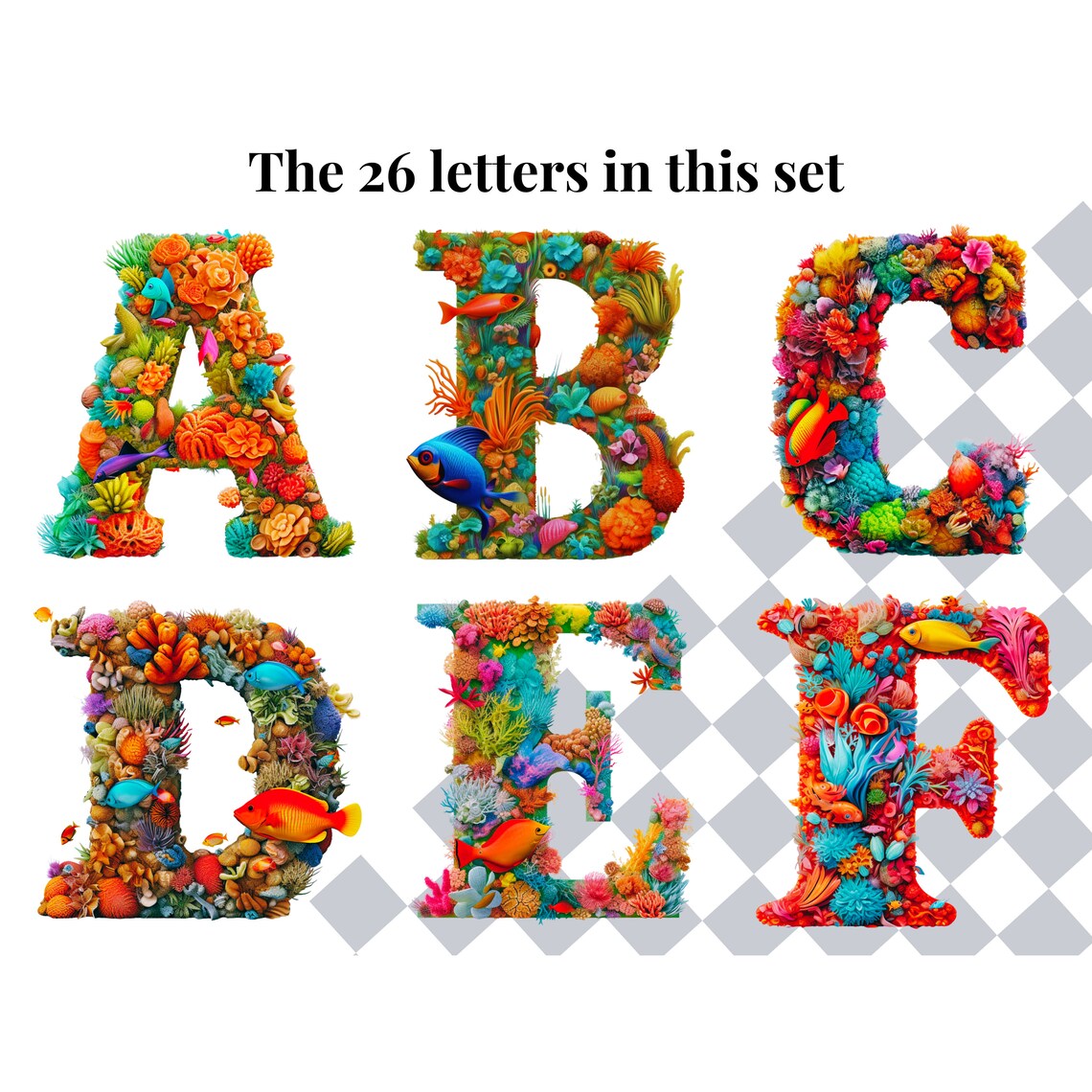 Under the Sea Printable Alphabet Letters and Numbers Fish Clipart PNG ...