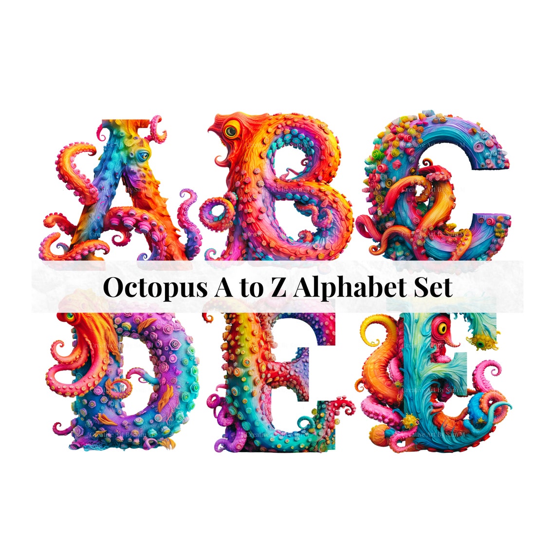 Octopus Clipart Animal Alphabet Letters PNG for Under the Sea - Etsy ...